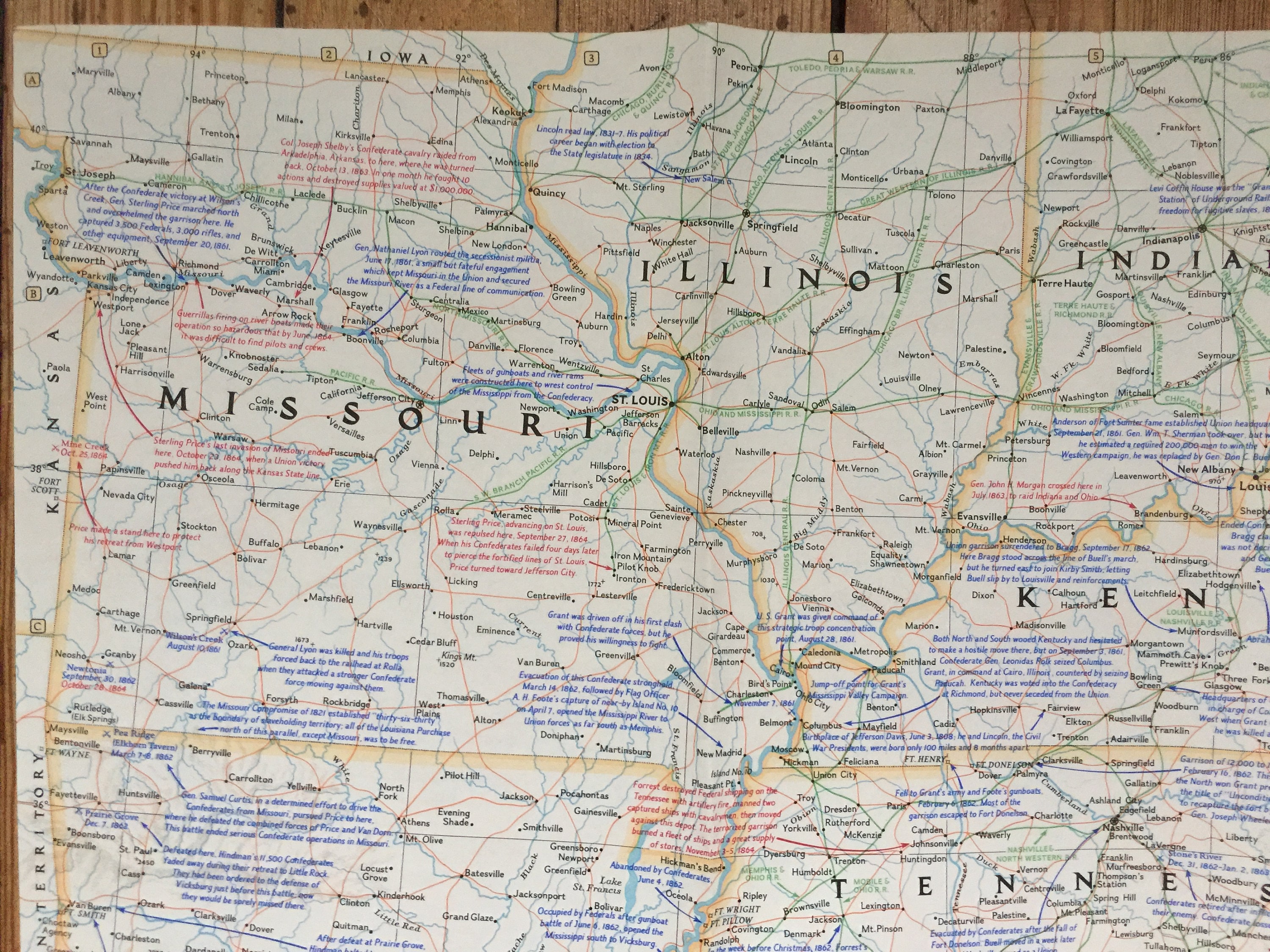 1961 Map of Battlefields of the Civil War National Geographic Map - Etsy