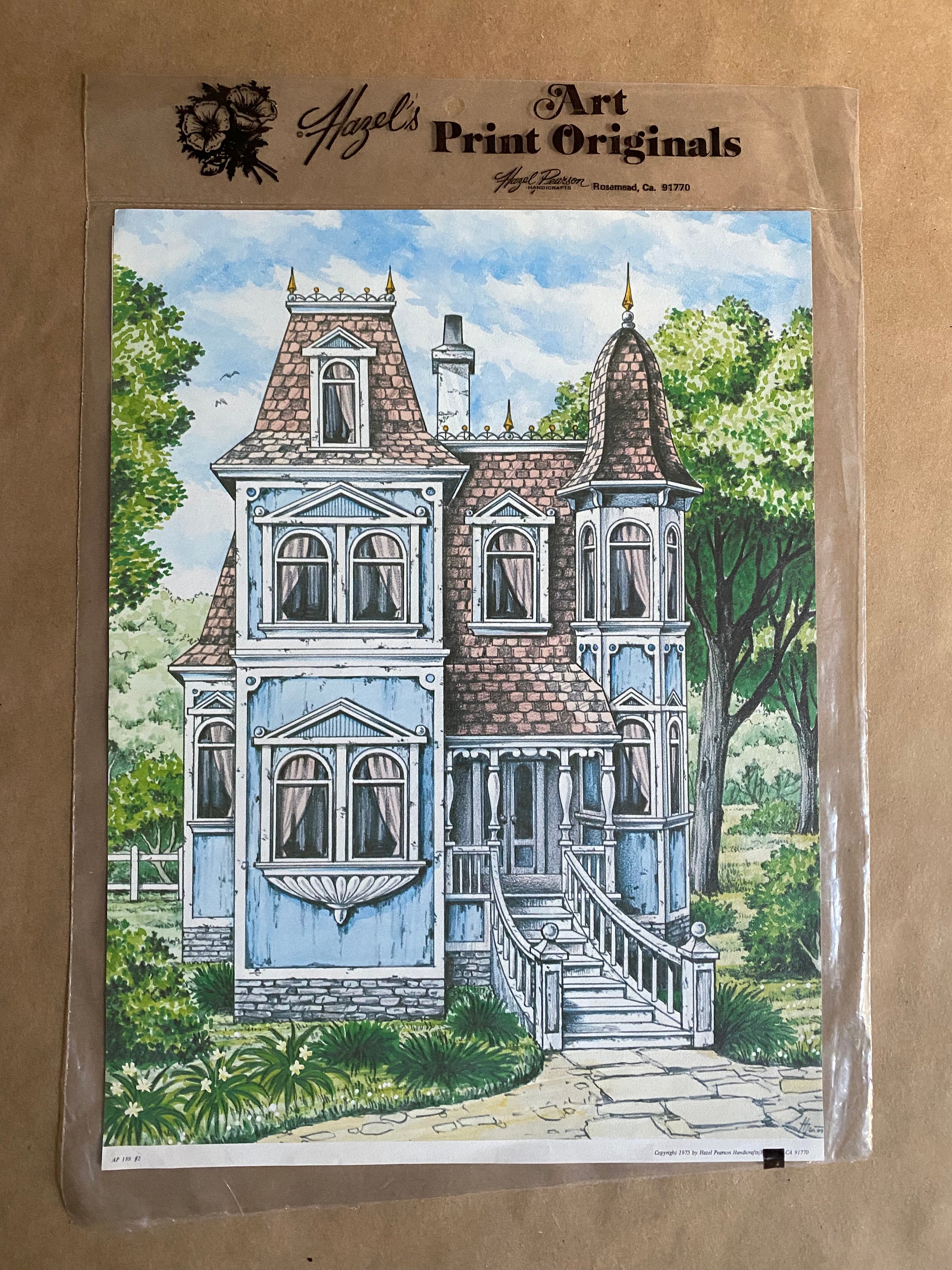 1970 Hazel Art Print Clip Art Crafting Paper Print Victorian House ...