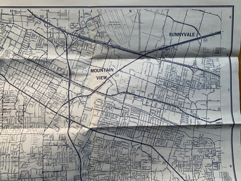 Vintage 1970s Street Map of Palo Alto California From Palo - Etsy