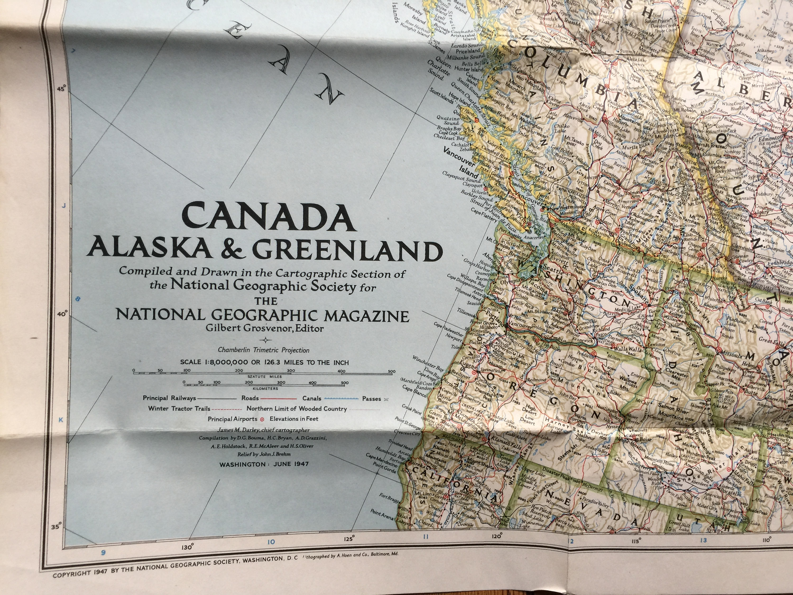 1947 National Geographic Map Canada Greenland Alaska Vintage - Etsy