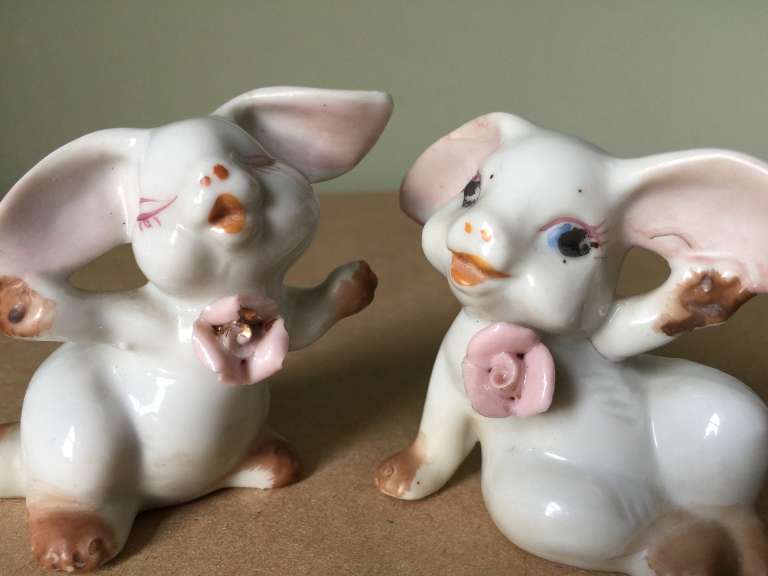 Pair of Ceramic Rabbit Figurines Made in Post War Japan - Etsy