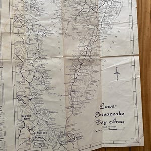 1964 AAA Map of Chesapeake Bay Area Washington DC Baltimore Double Side ...