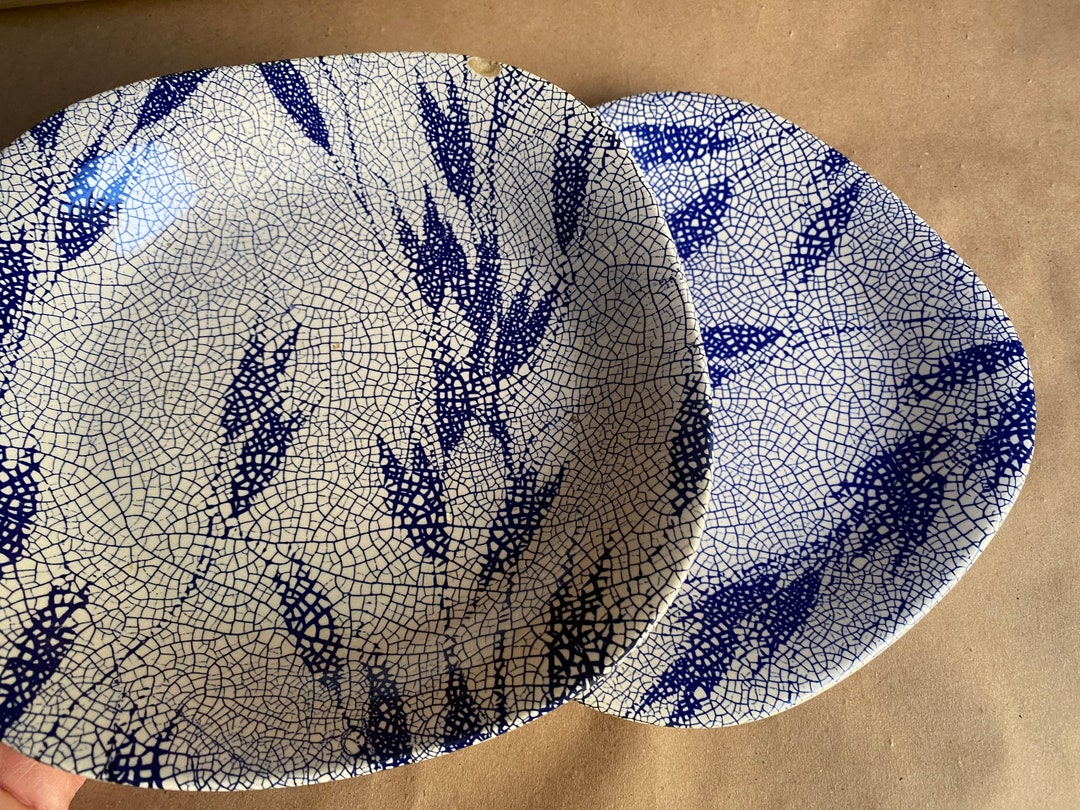 Blue and White Square Bluegrass Plates 1970s Latina Lozadur Argentina ...