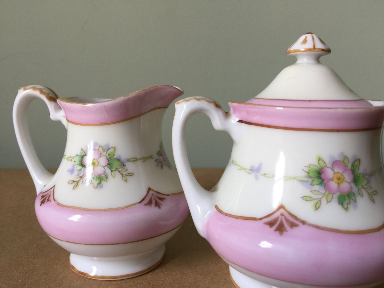 Petite Noritake Pink Porcelain Cream and Sugar Made in Japan - Etsy