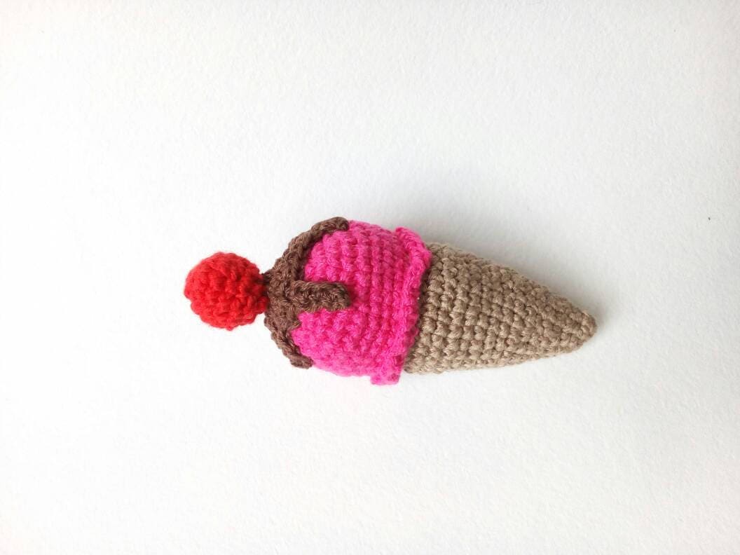 Ice-cream Cone Crochet cotton toy 1 pc Pretend food Natural | Etsy
