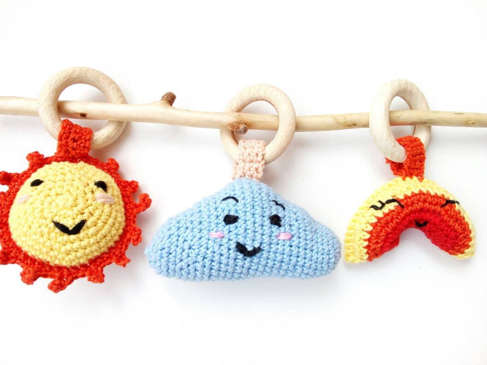 Kawaii Sun Crochet Rattle Crib Handmade Mobile Stroller - Etsy