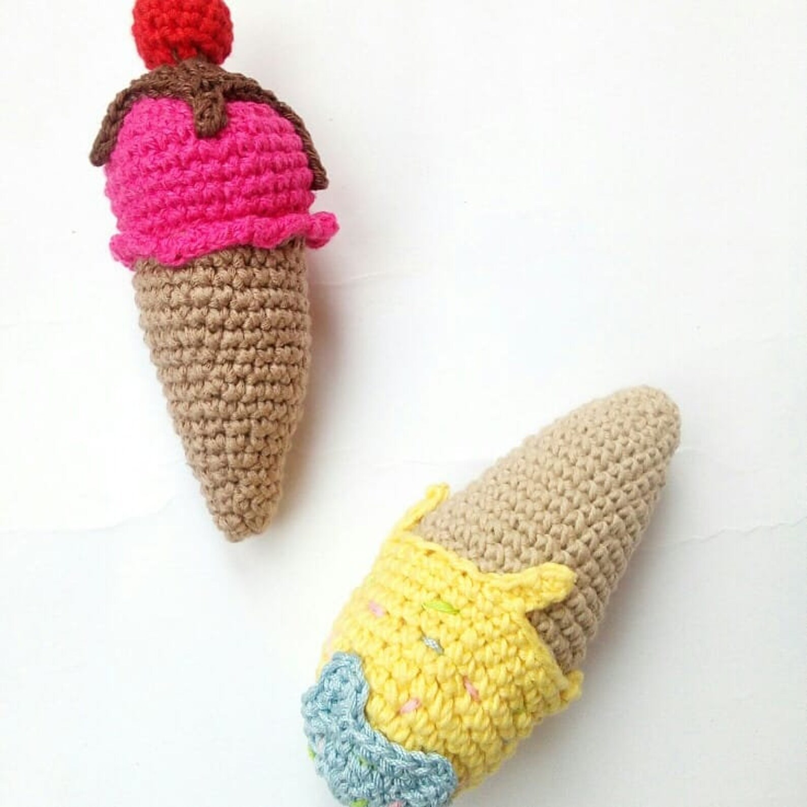 Ice-cream Cone Crochet cotton toy 1 pc Pretend food Natural | Etsy