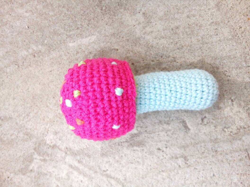 Fairy mushroom Crochet baby rattle Colorful newborn | Etsy