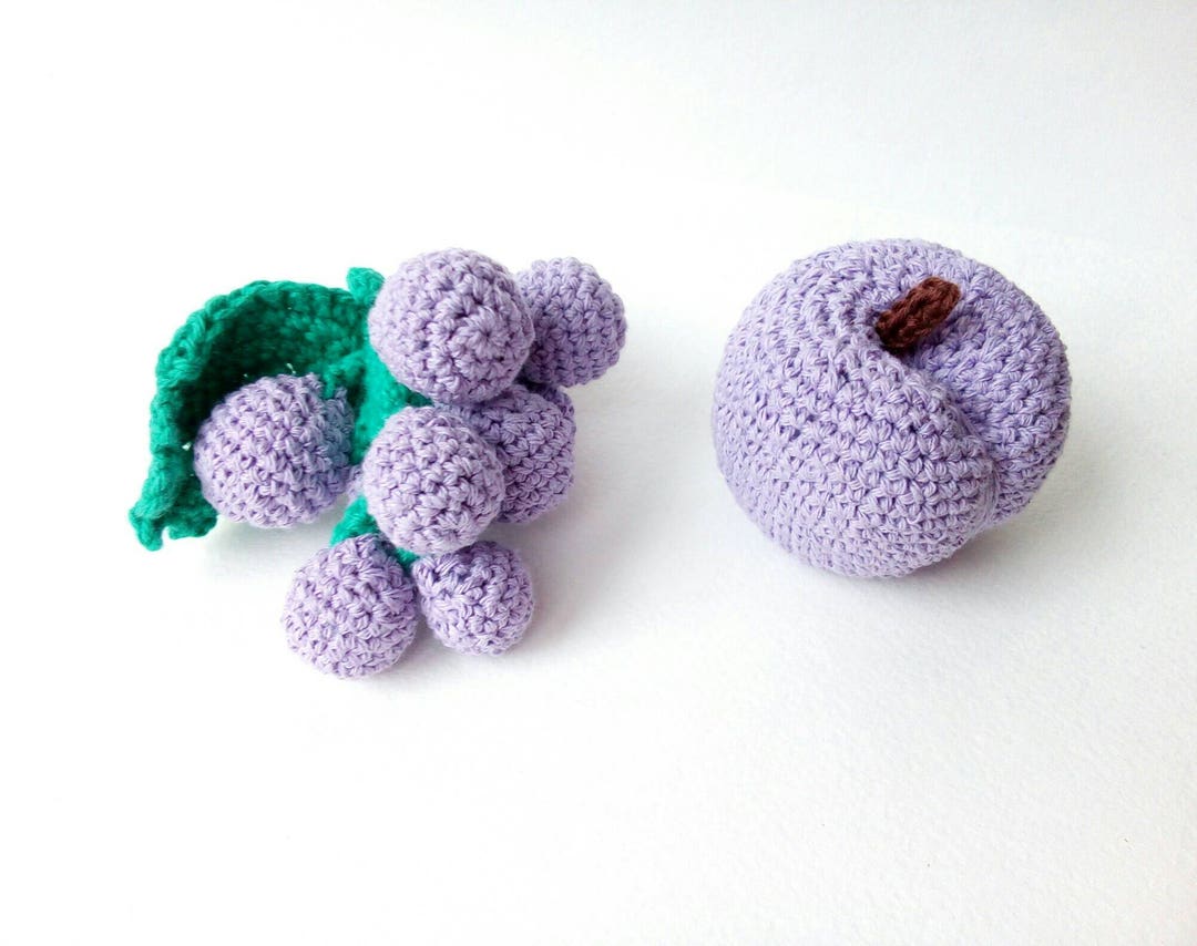 1st Year Baby Set of 2 Toys Grapes Plum Rattle Organic Cotton - Etsy