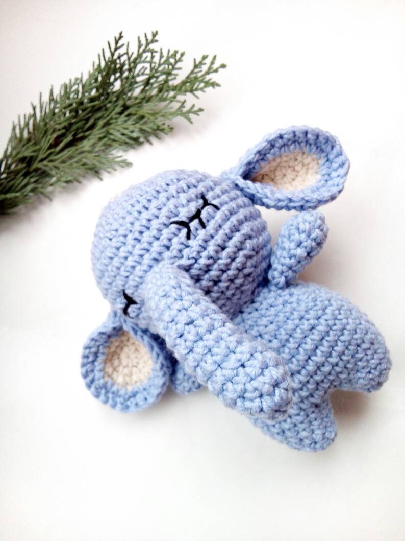 Blue Baby Elephant Pastel Crochet Animal Plushie Amigurumi | Etsy