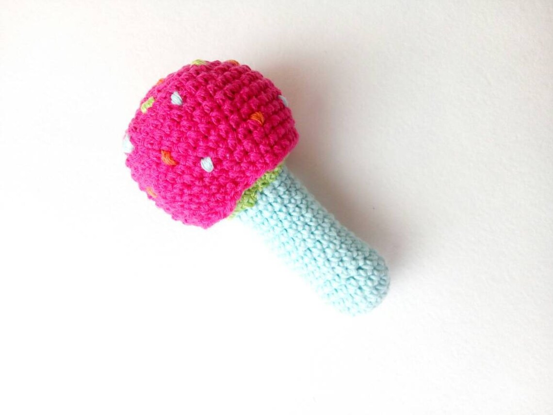 Fairy Mushroom Crochet Baby Rattle Colorful Newborn - Etsy