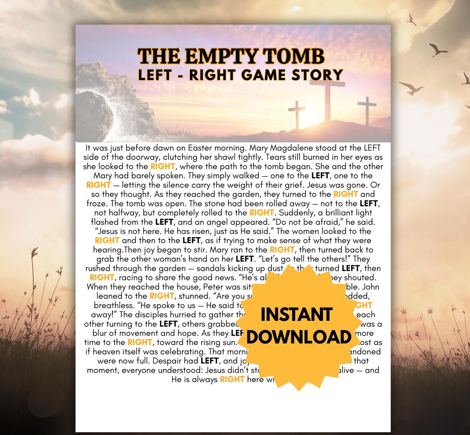 Bible Easter Left Right Game, Easter Left Right Game, Easter Games ...