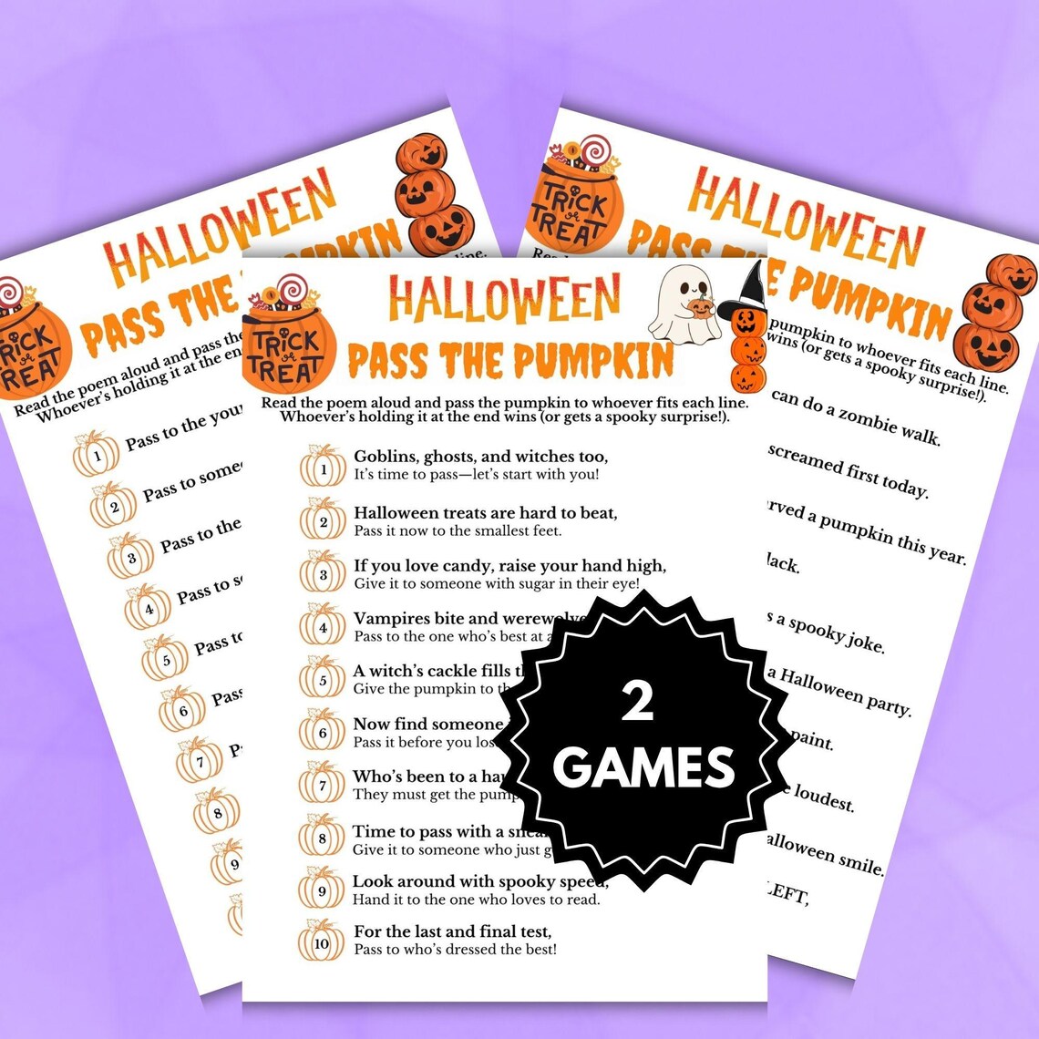 Pass the Pumpkin Halloween Game: Spooky Story, Printable PDF - Etsy