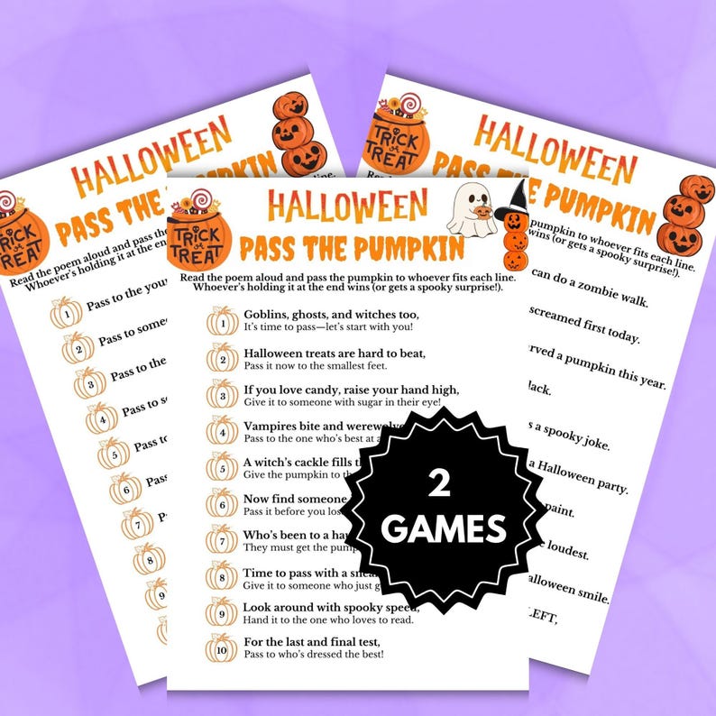 Pass the Pumpkin Halloween Game: Spooky Story, Printable PDF - Etsy