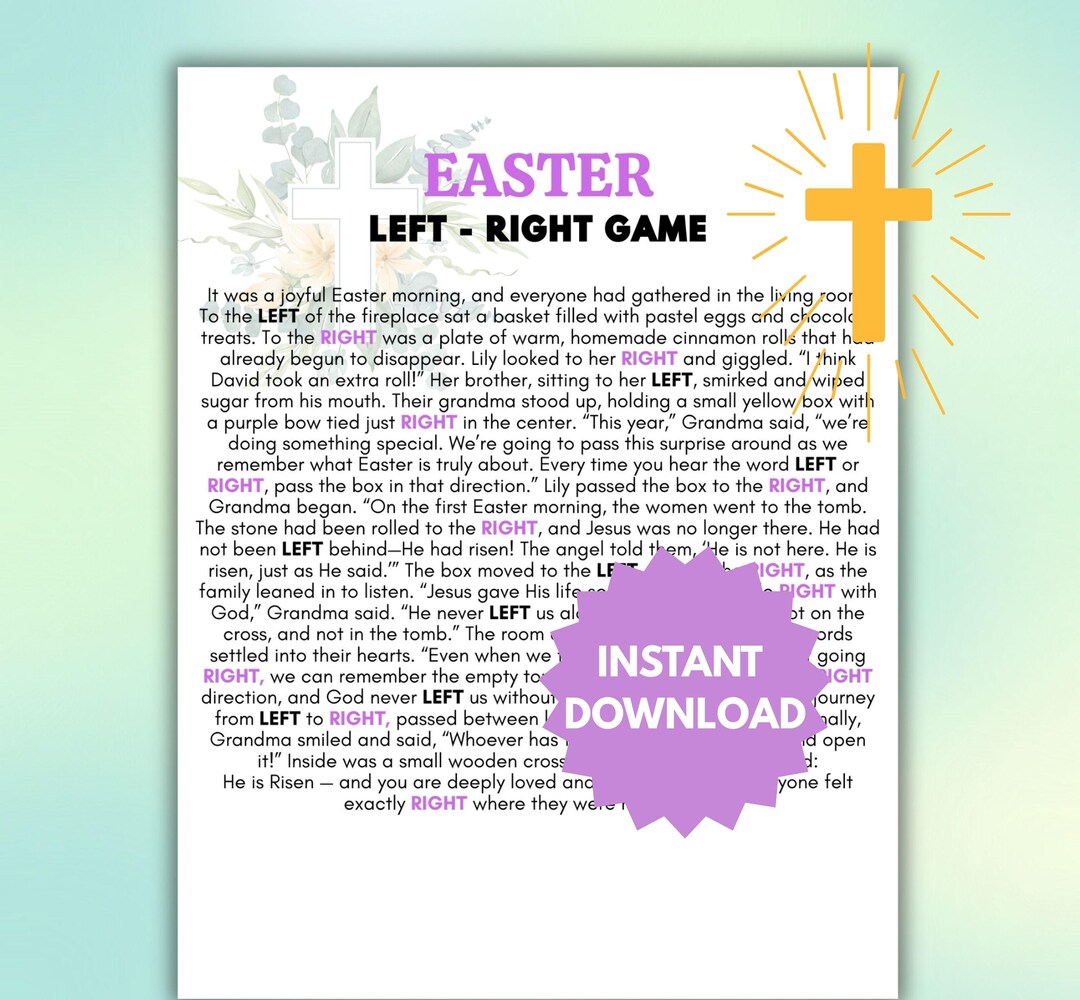 Left Right Easter Story, He is Risen, Bible Left Right Game, Left Right ...