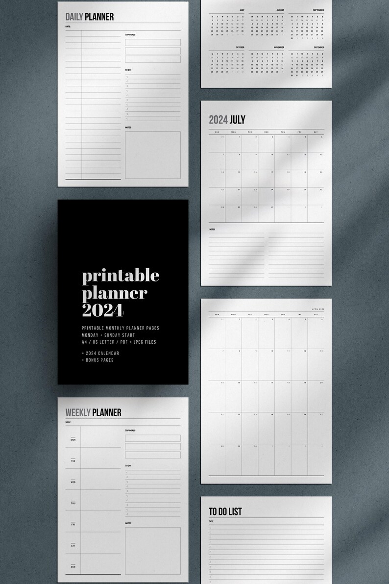 2024 Printable Monthly Planner | 2024 Calendar | Portrait | Vertical ...