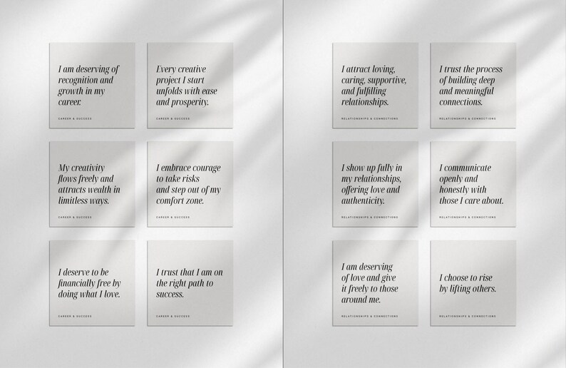 Printable Vision Board Cards | 30 Affirmations + 5 Quotes | Minimalist ...