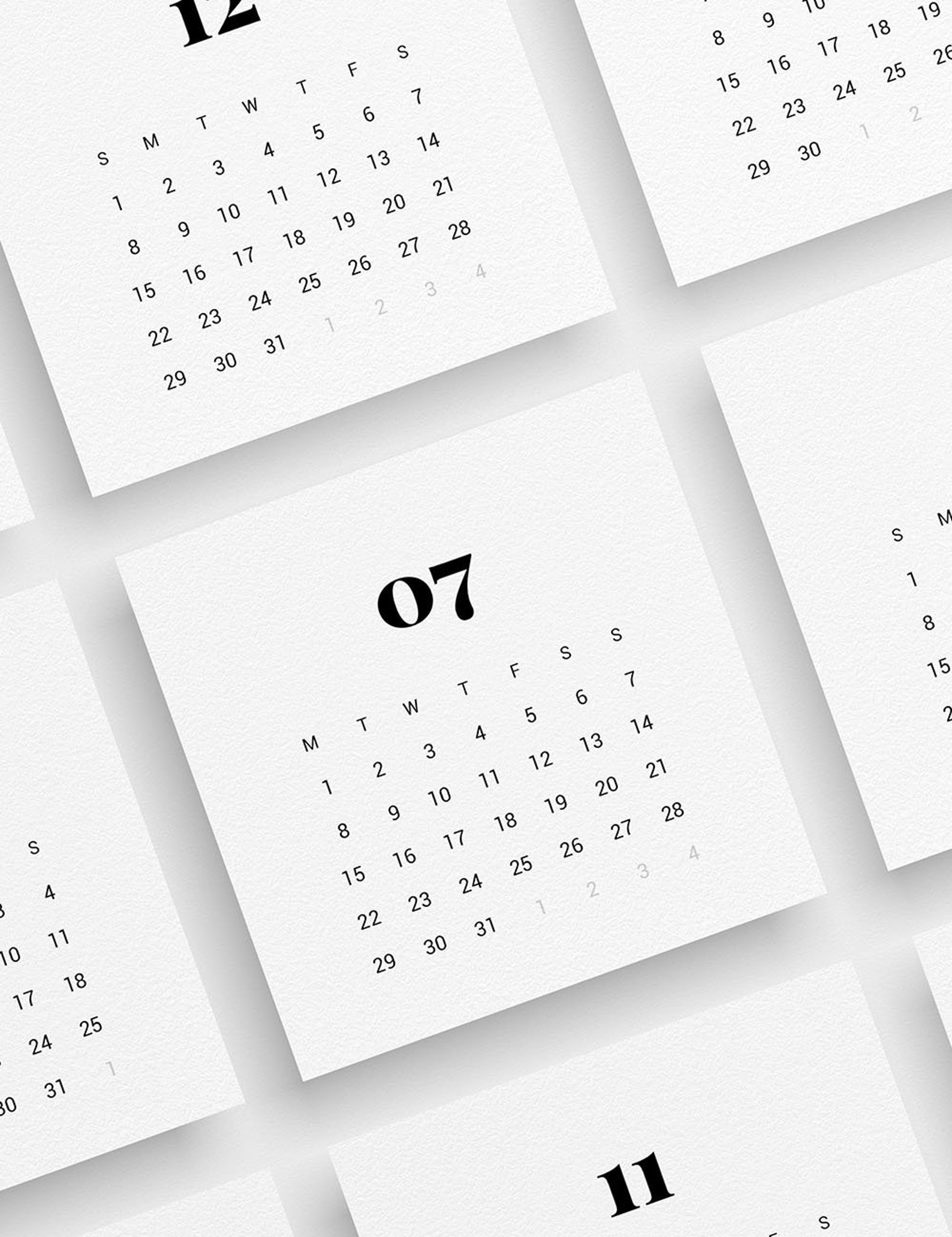 2024 Calendar | 3x3 | 2x2 | 2024 Mini Calendar | Printable Bujo ...