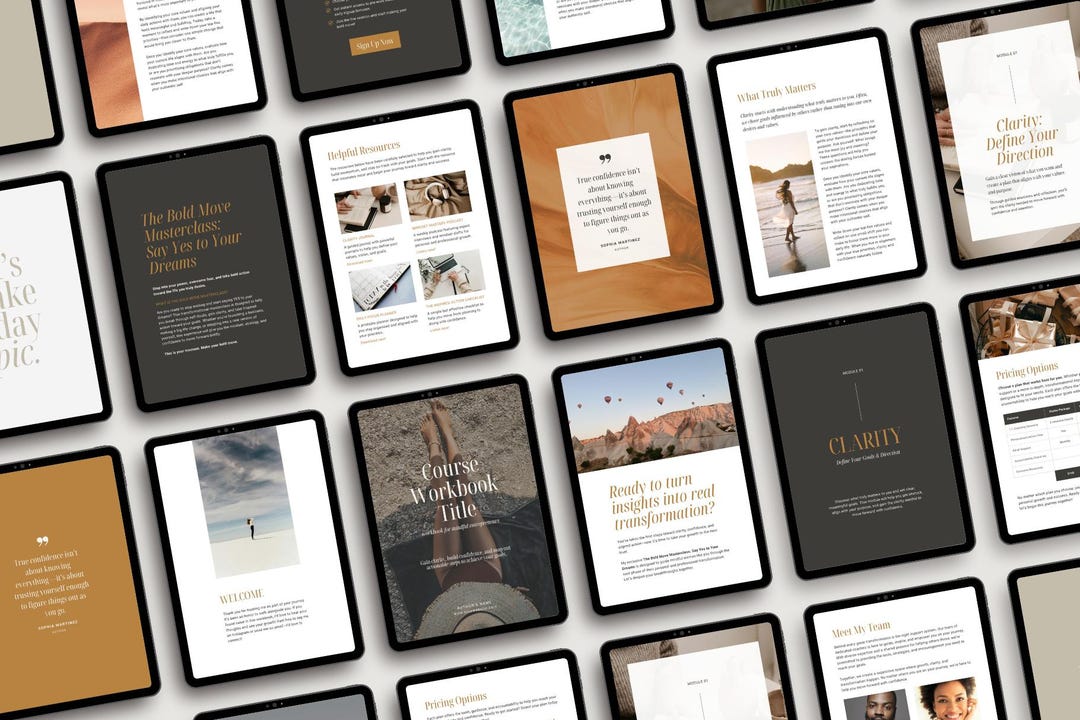 Modern Ebook Canva Template: 60+ Page Layouts for Coaches (A4, US ...