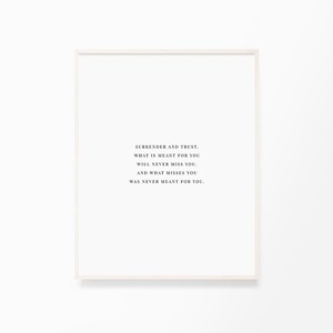 Surrender and Trust. Self Growth Poster, Printable Wall Art Quote ...