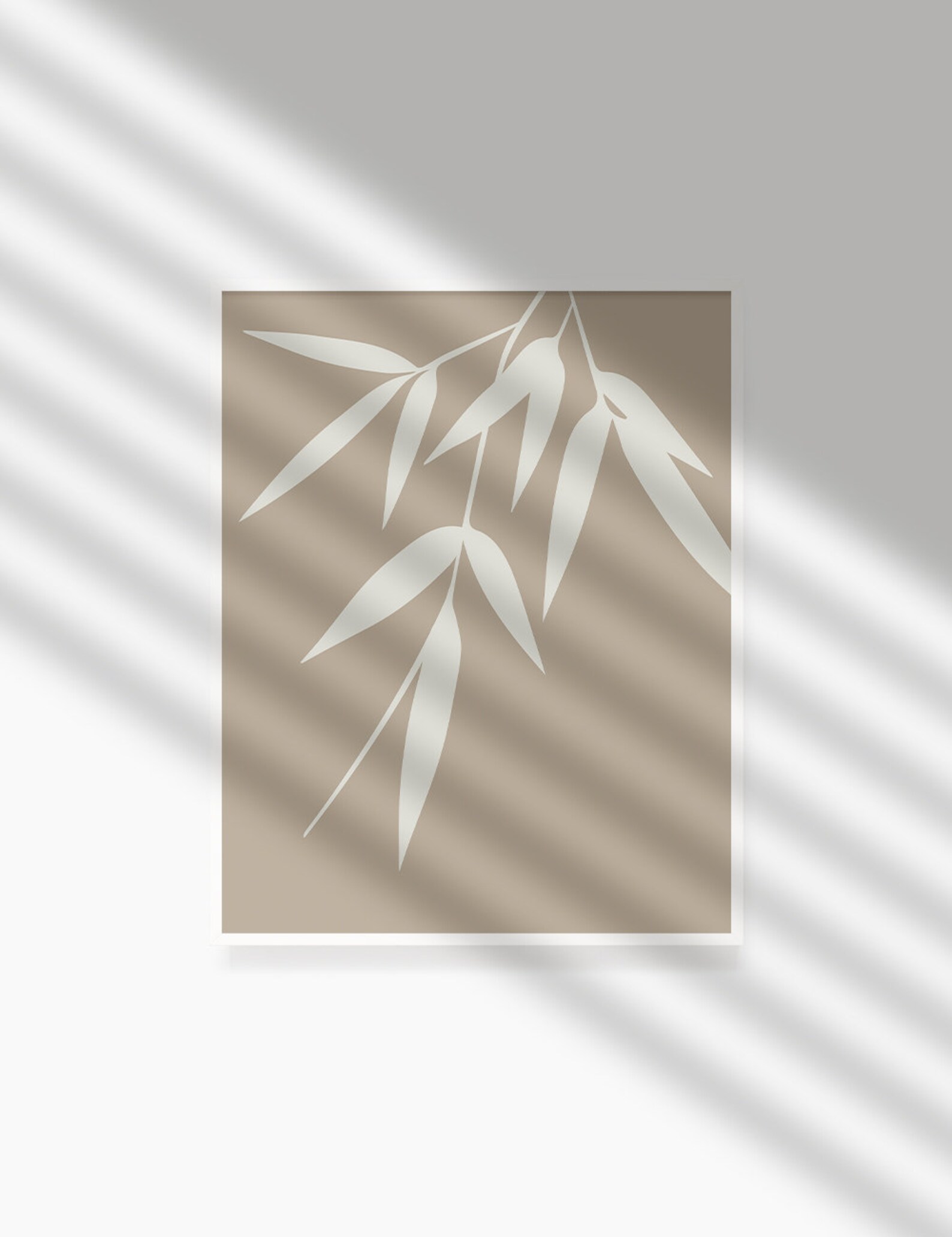 Bamboo Leaves. Minimalist Botanical Boho Art. Beige. Neutrals ...