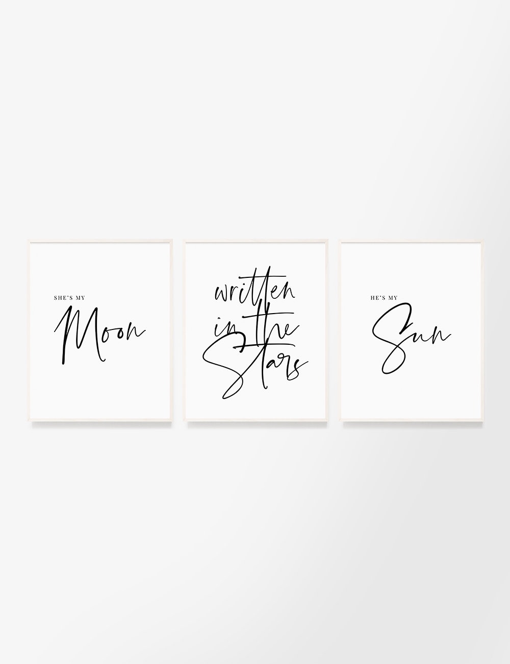 Set of 3 Printable Love Quotes. She's My Moon. He's My Sun. Written in ...
