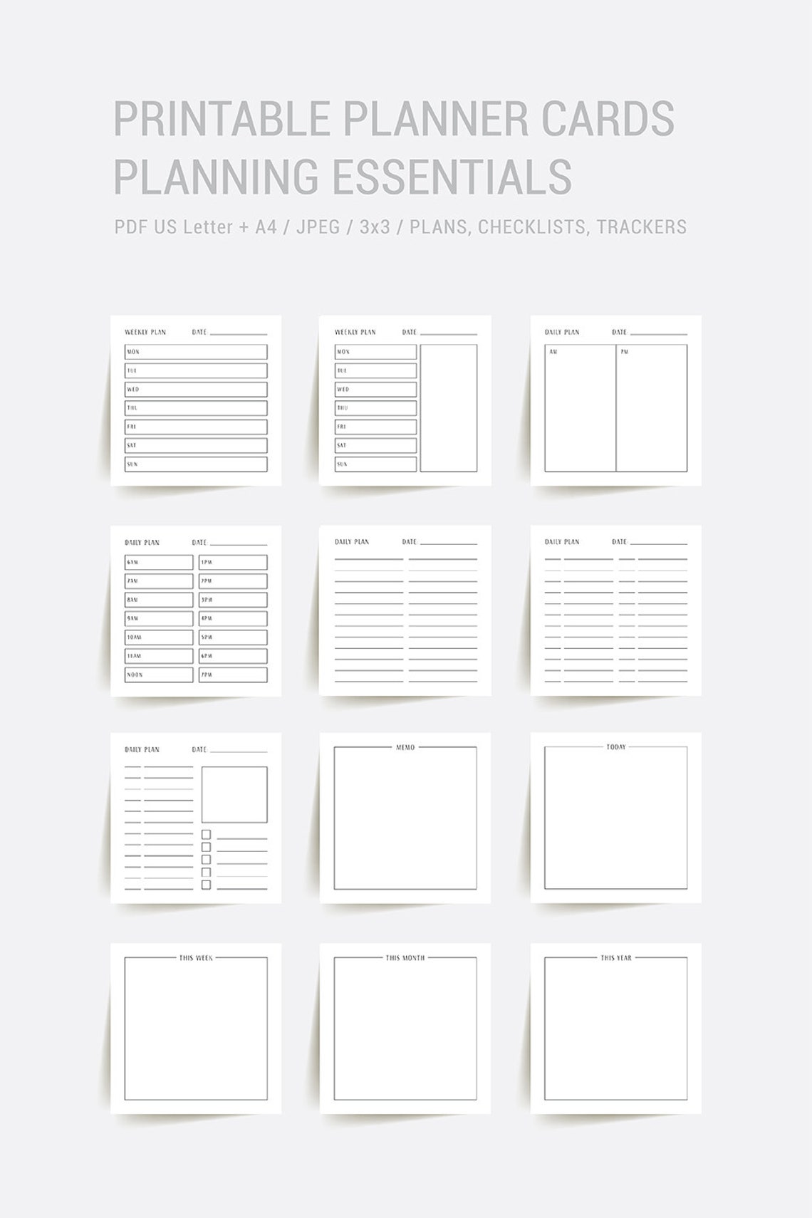 Planning Essentials 3x3 Printable Journal & Planner Cards - Etsy India