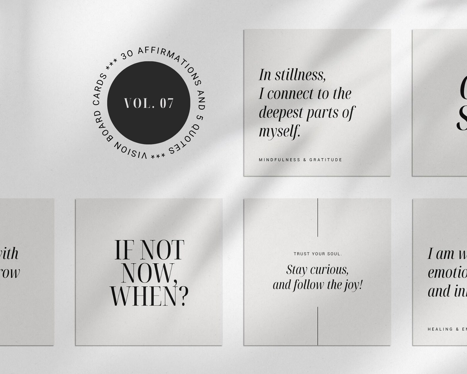 Printable Vision Board Cards | 30 Affirmations + 5 Quotes | Minimalist ...