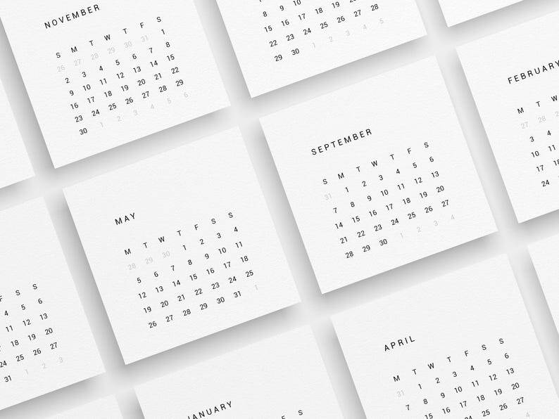 2025 Calendar | 4x4 | 3x3 | 2x2 | 2025 Mini Calendar | Printable Bujo Calendar 2025 | Journaling ...