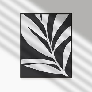 Leaf. Minimalist Botanical Boho Art. Black and White. Printable Wall ...