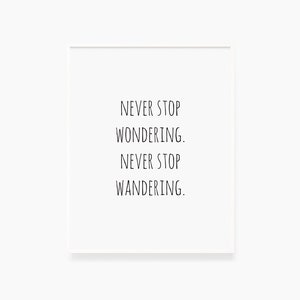 Never Stop Wondering Never Stop Wandering Printable Wall | Etsy