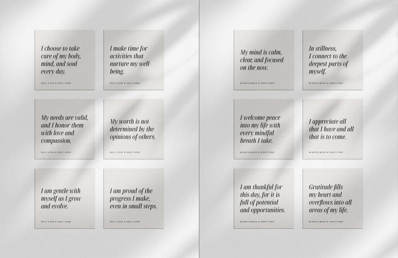 Printable Vision Board Cards | 30 Affirmations + 5 Quotes | Minimalist ...