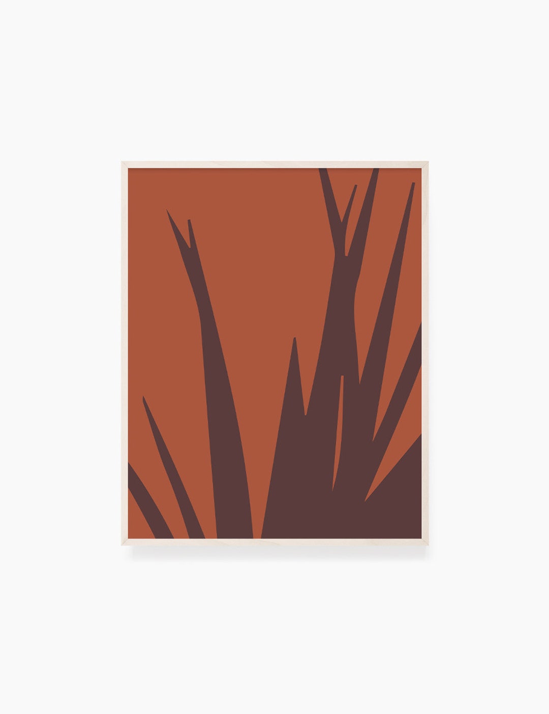 Leaves. Minimalist Botanical Boho Art. Burnt Orange, Brown. Earth Tones ...