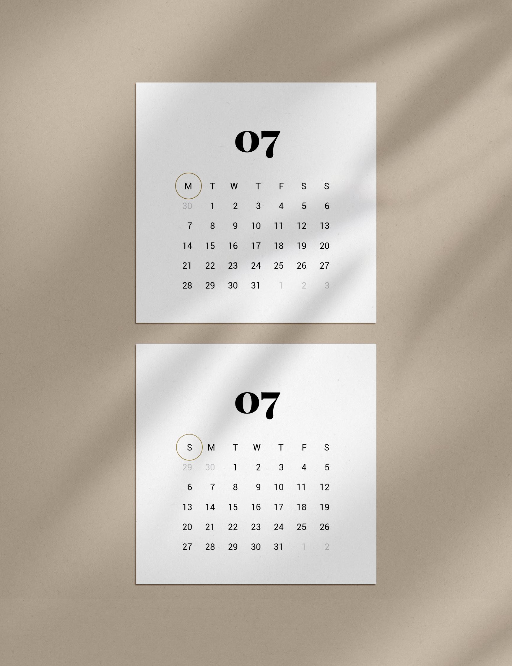 2025 Calendar | 4x4 | 3x3 | 2x2 | 2025 Mini Calendar | Printable Bujo Calendar 2025 | Journaling ...
