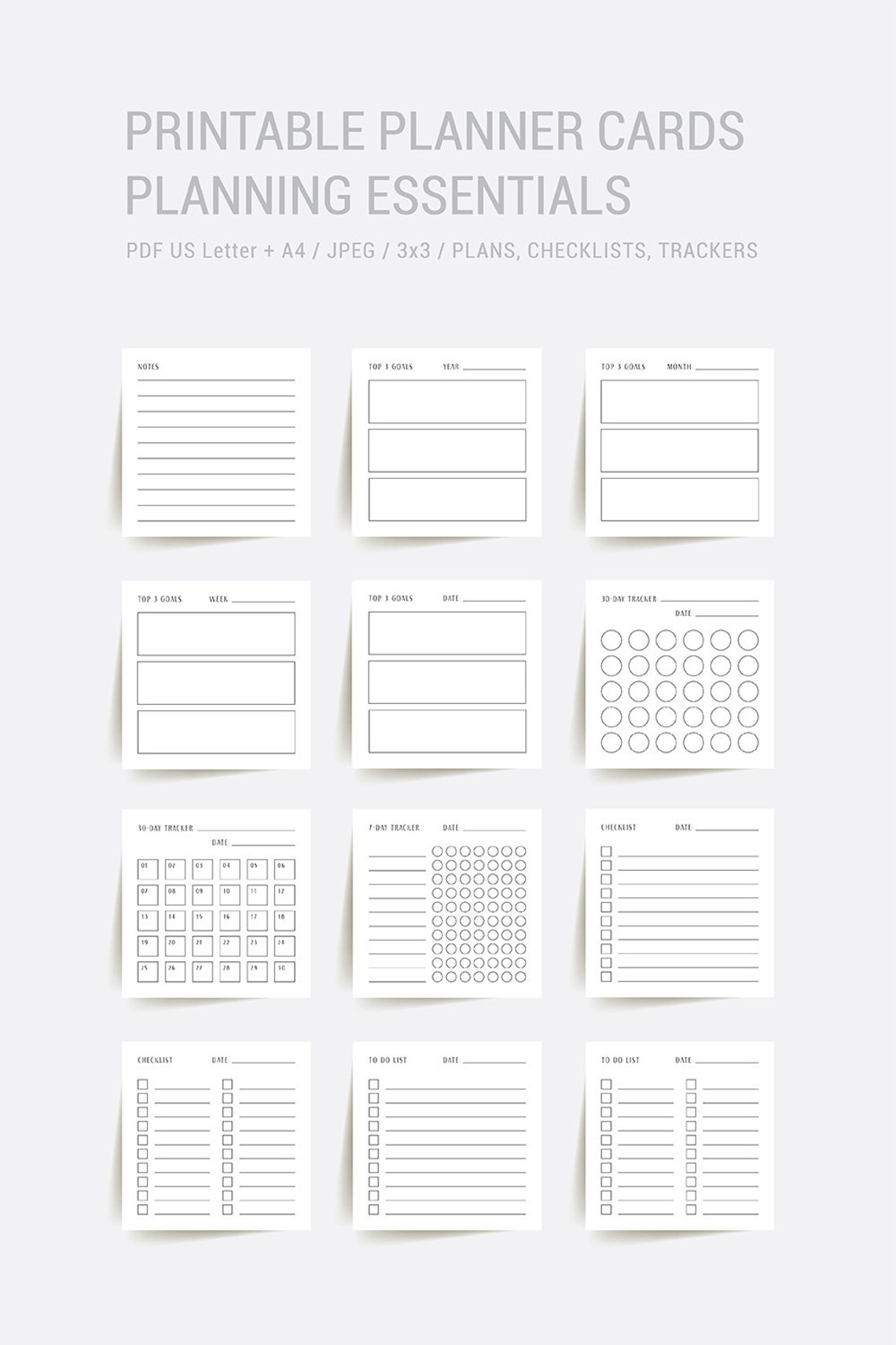 Planning Essentials 3x3 Printable Journal & Planner Cards - Etsy India