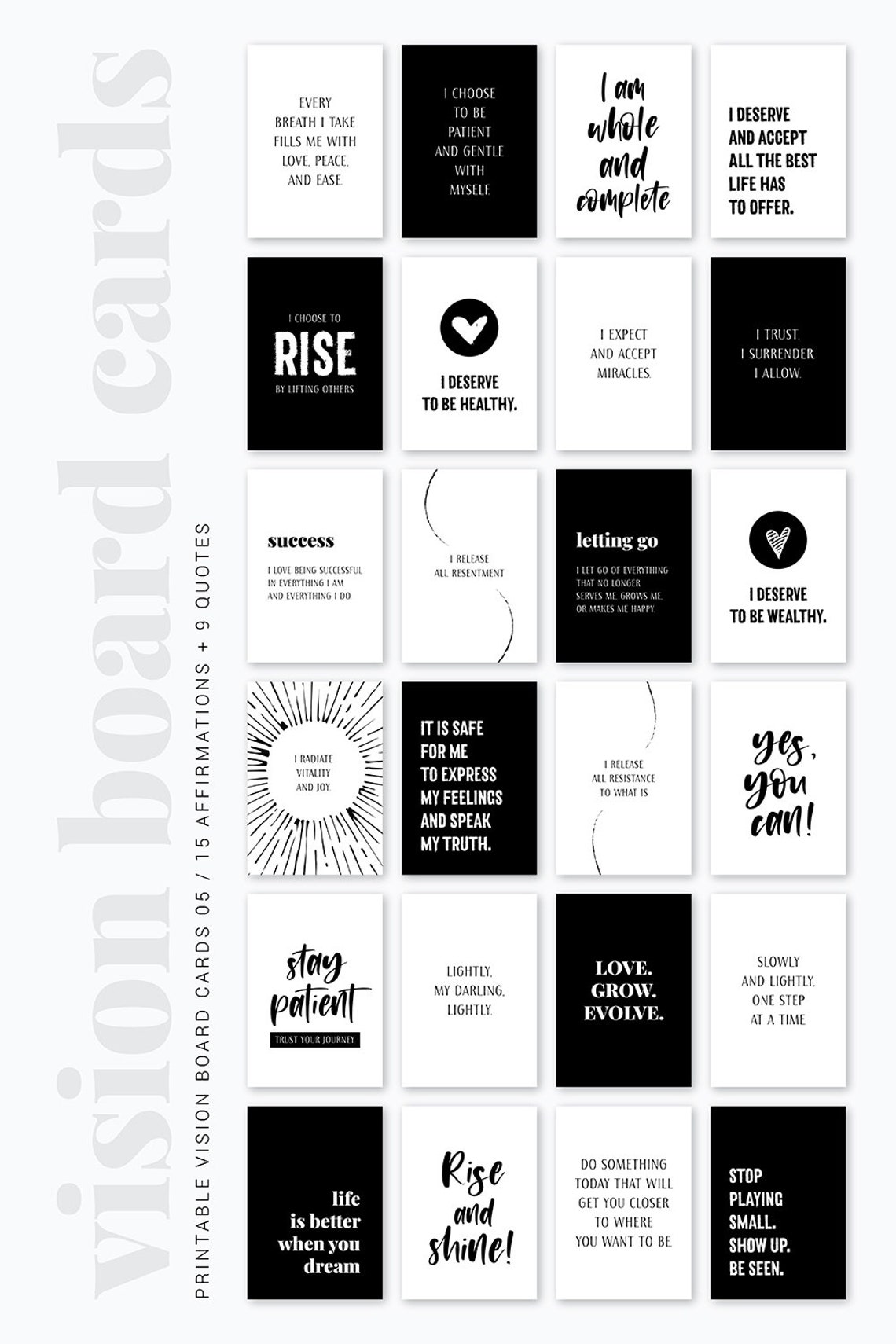 Vision Board Printables Printable Quotes and Affirmation Cards 3.5x5 ...