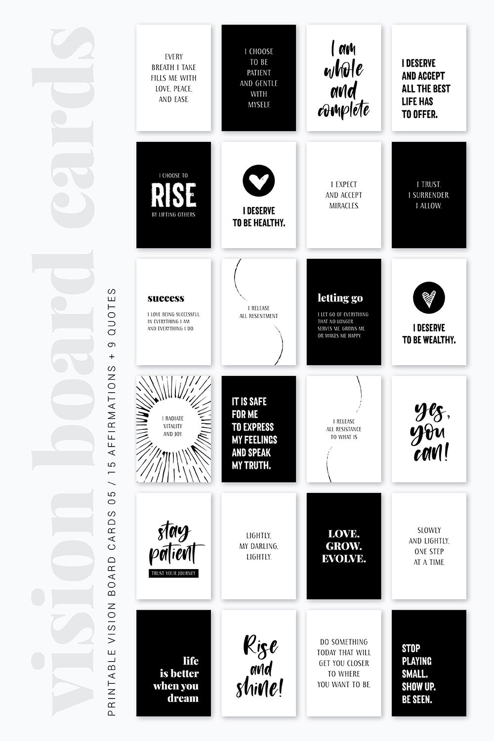 Vision Board Printables Printable Quotes and Affirmation Cards 3.5x5 ...