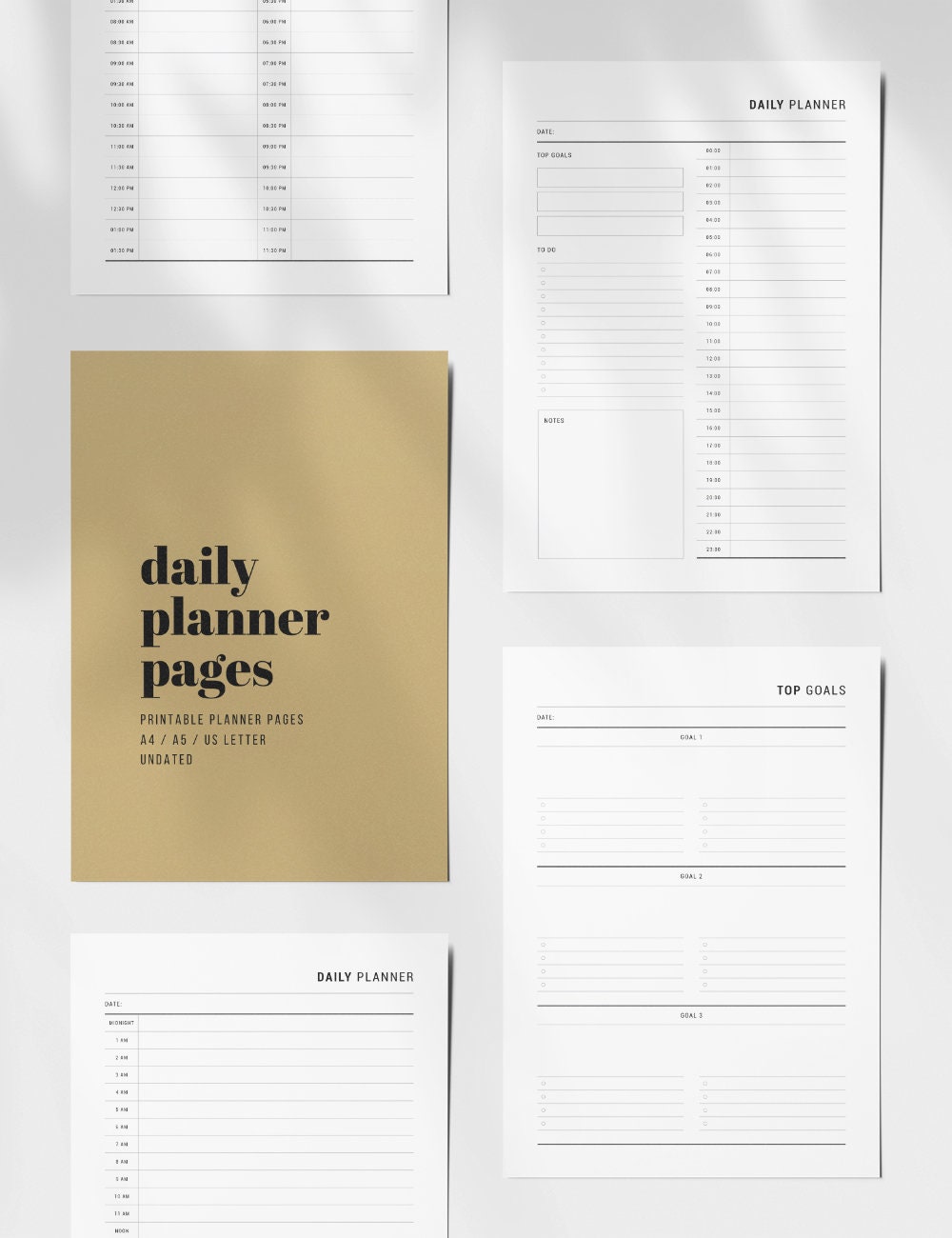 Printable Daily Planner Undated A4 A5 US Letter | Etsy