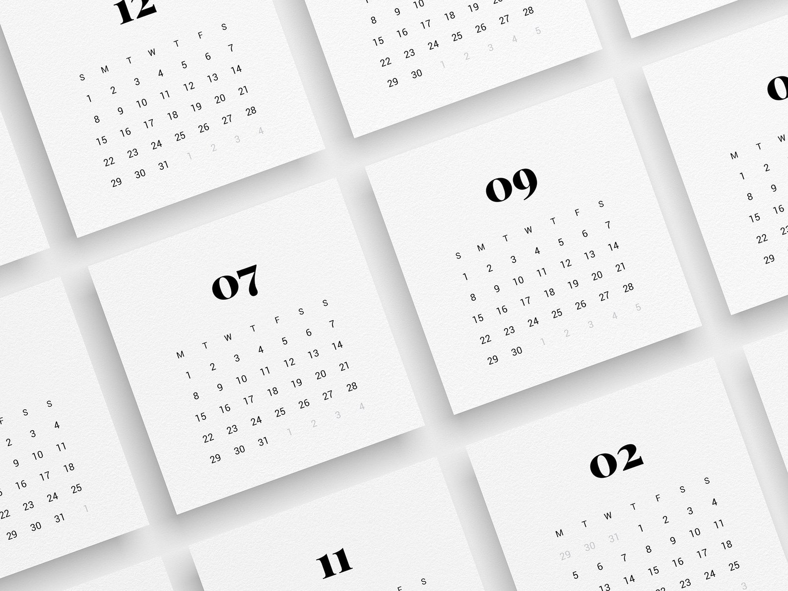 2024 Calendar | 3x3 | 2x2 | 2024 Mini Calendar | Printable Bujo ...