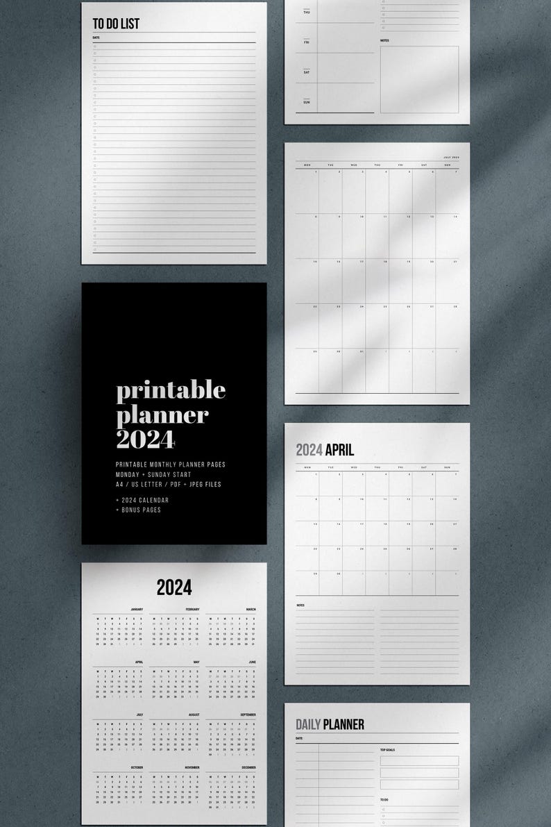 2024 Printable Monthly Planner | 2024 Calendar | Portrait | Vertical ...