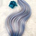 Blue Grey Ponytail Extension, Blended Green Hair Wig, Platinum Ponytail ...