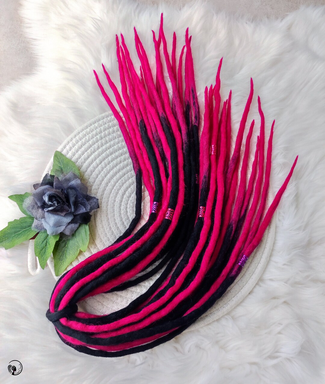 Black Pink Wool Dreadlocks Extensions,black Pink Ombre Dreads ...