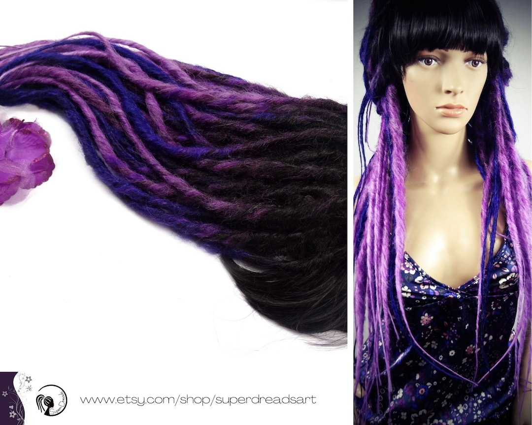 Synthetic Dreadlock Wig, Black Purple Ombre Dreads Extensions ...