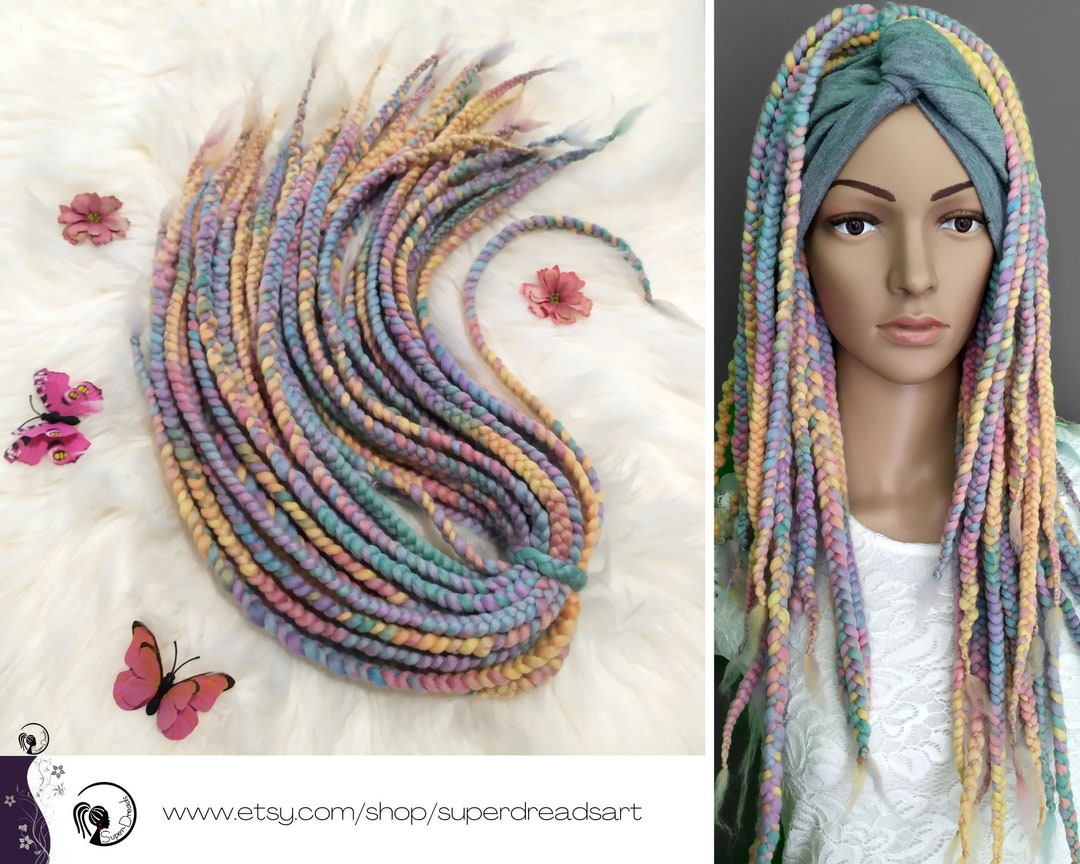 Pastel Rainbow Wool Braids Multicolour Dreadlocks Extension - Etsy