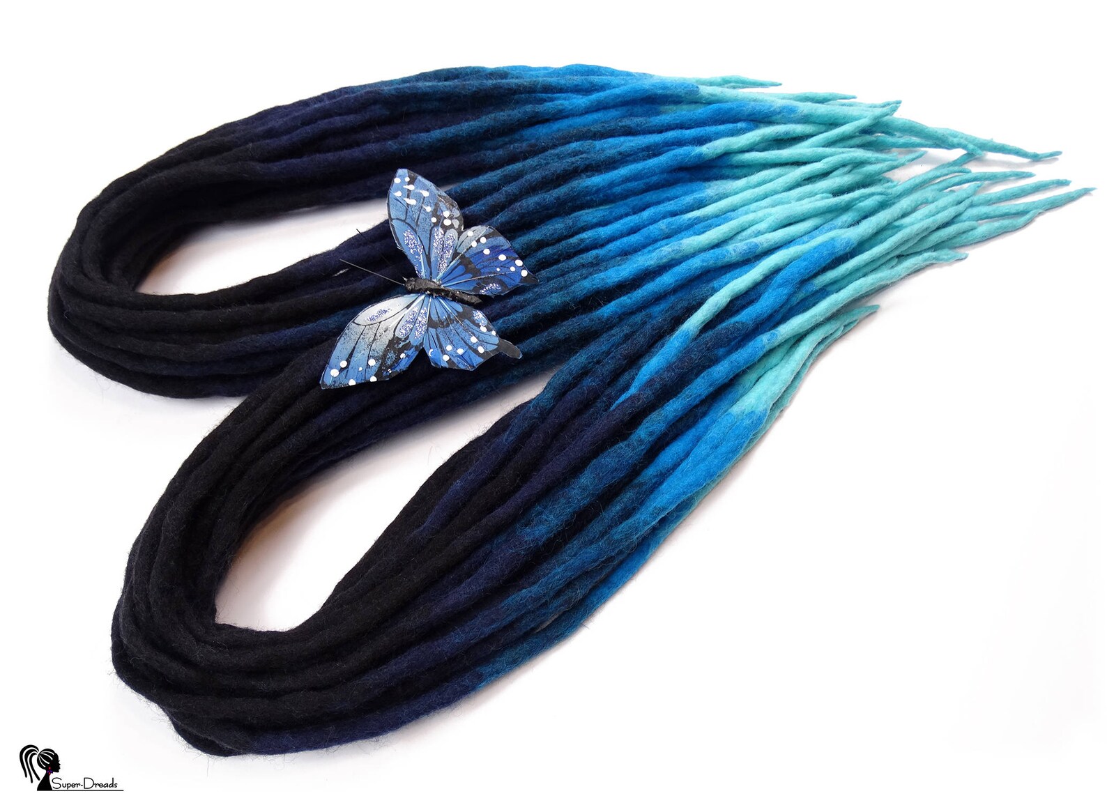 Blue Wool Dreadlocks Black Dreads Extensions Double Ended - Etsy