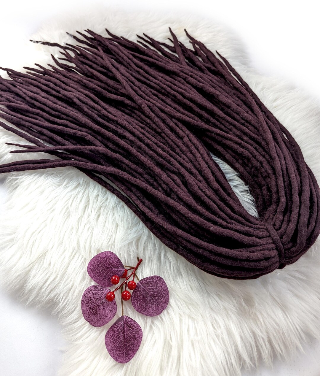 Burgundy Wool Dreadlocks: Handmade Aubergine Double Ended Dreads - Etsy