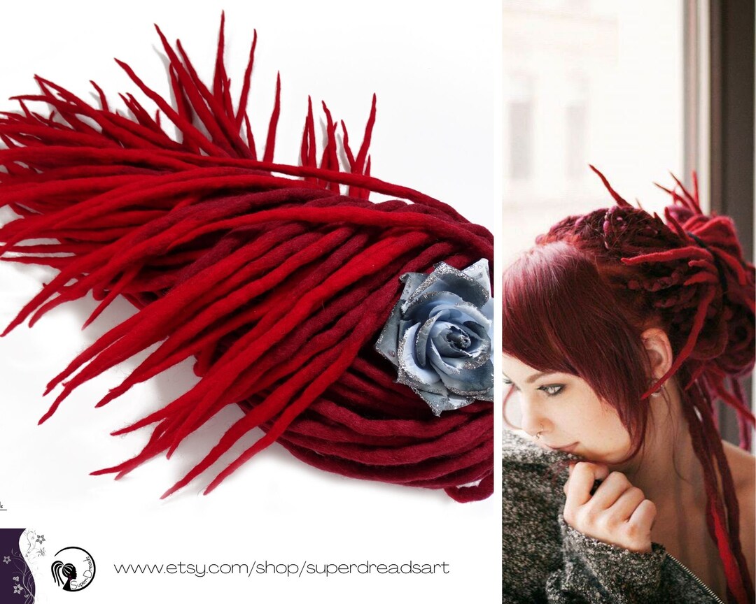 Red Wool Dreadlocks, Burgundy Ombre Dreads, Dreadlocks Extensions ...