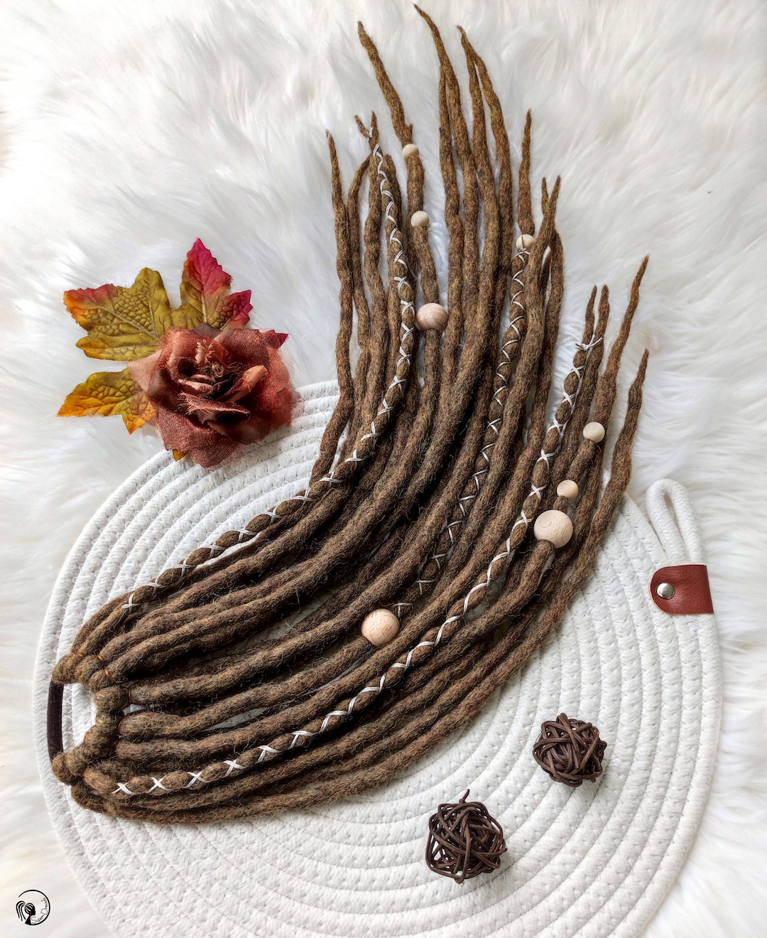 Umber Brown Wool Dreadlock Ponytail, Merino Dread Hairpiece, Dreadlock ...