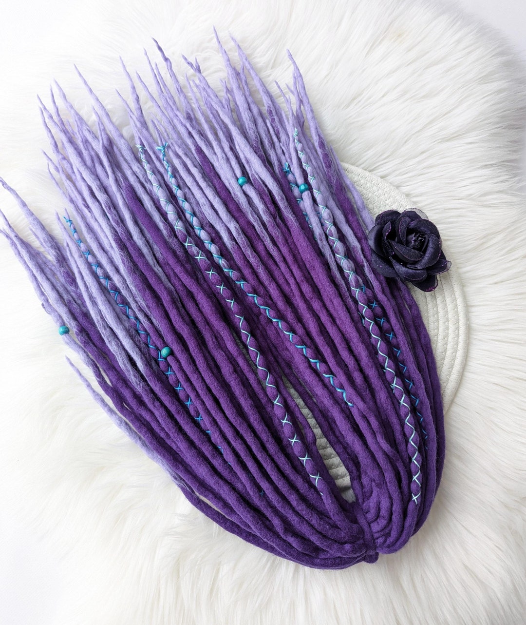 Full Set Wool Dreadlocks, Purple Ombre Dread Extensions, Dreadlocks ...