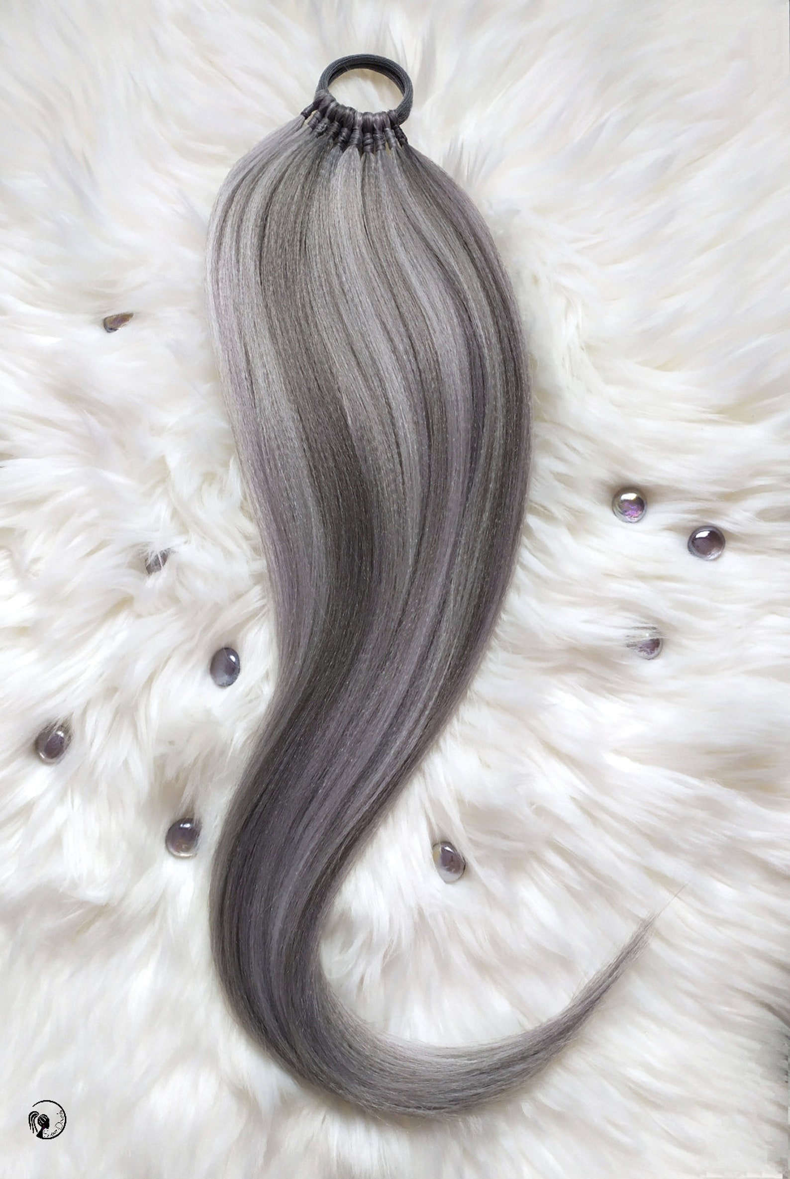 Grey Ponytail Extension: Blended Silver Synthetic Hairpiece - Etsy